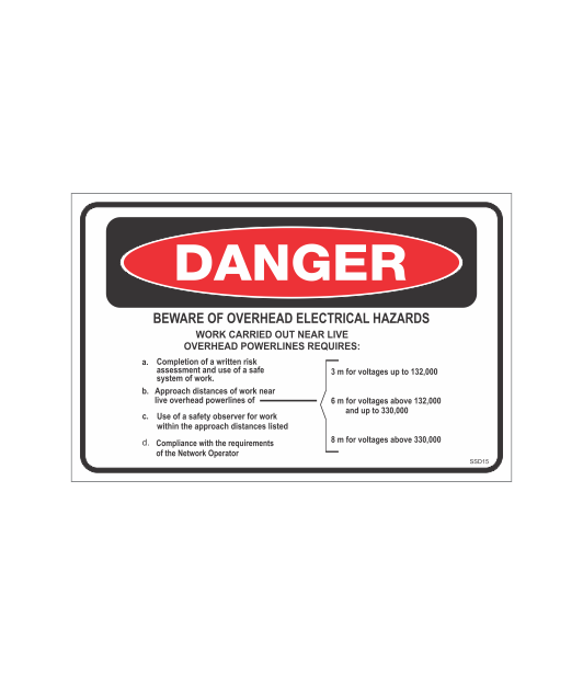SSD15 - DANGER BEWARE OVERHEAD ELECTRICAL – Sticksafe